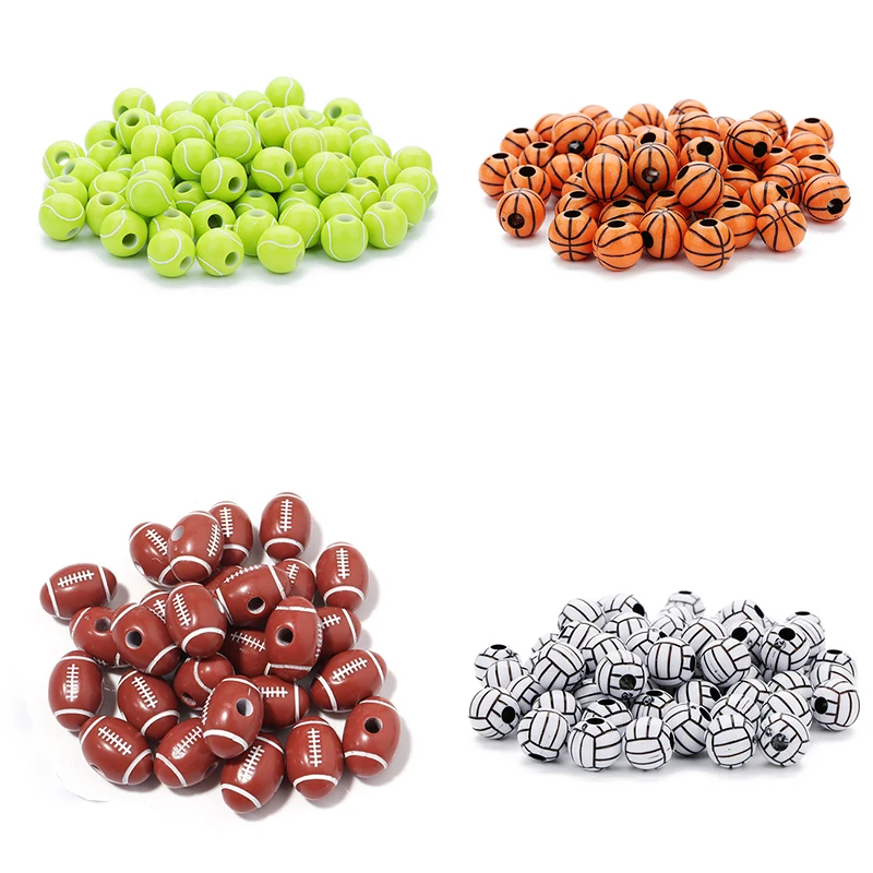 20PCS-Sports-Ball-Beads-Acrylic-Football-Basketball-Tennis-Soccer ...