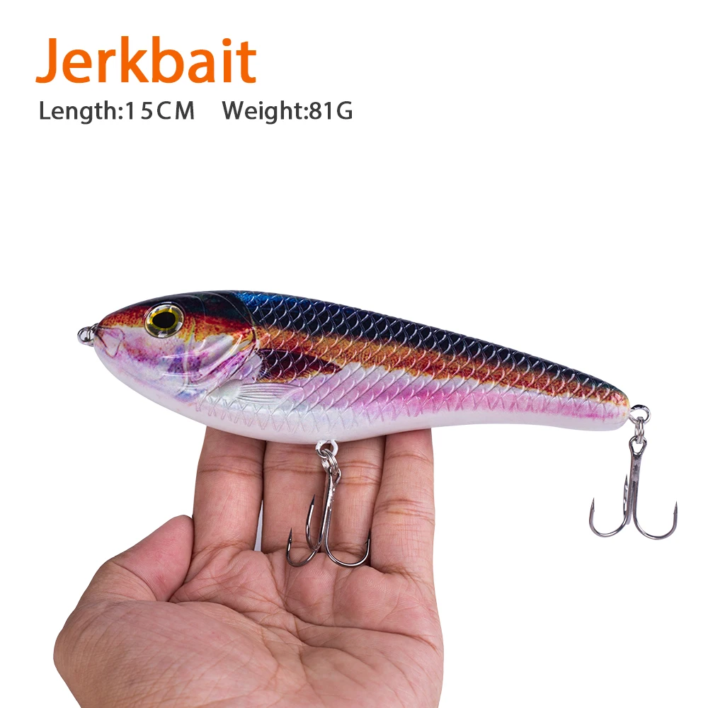 15cm-81g-Pike-Lures-Slider-Jerkbait-Wobbler-Rattle-Slow-Sinking-Glide ...