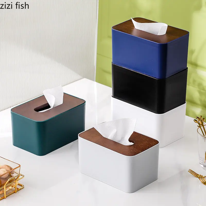 Modern Pp Tissue Boxes Wooden Lid Napkin Toilet Paper Organizers Box ...