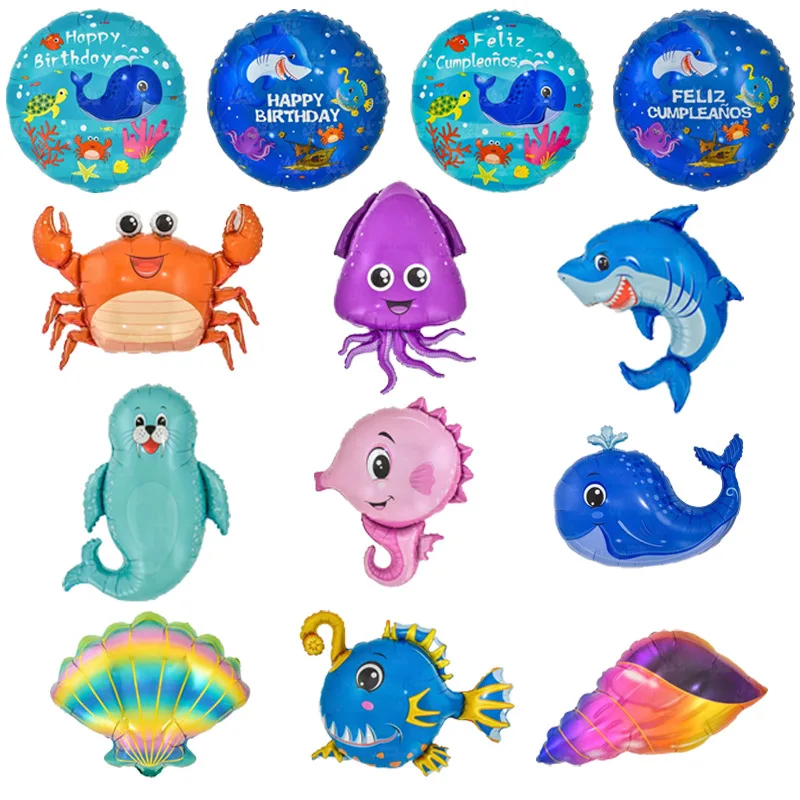 1pcs Fish Sea Animal Balloons Starfish crab Shark Air Balloon Ocean ...
