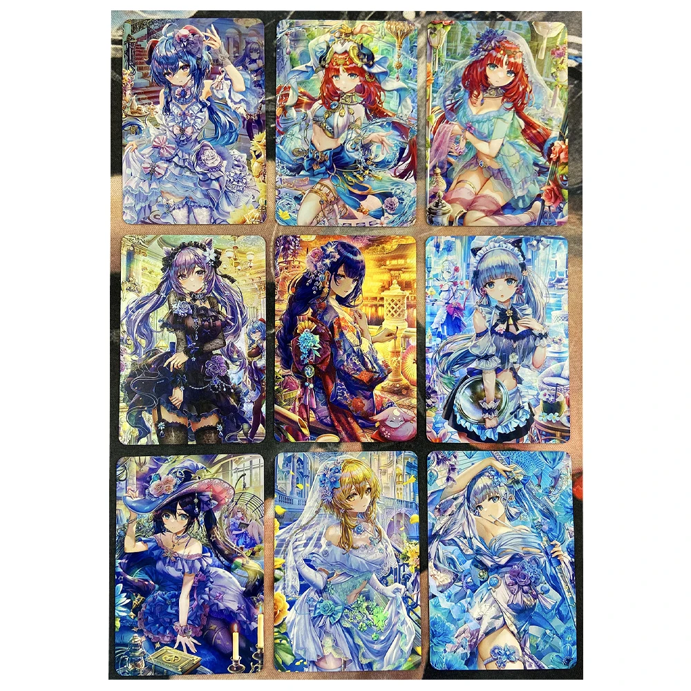 9Pcs/set Genshin Flash Cards Ganyu Keqing Nilou Anime Girls Kawaii ...