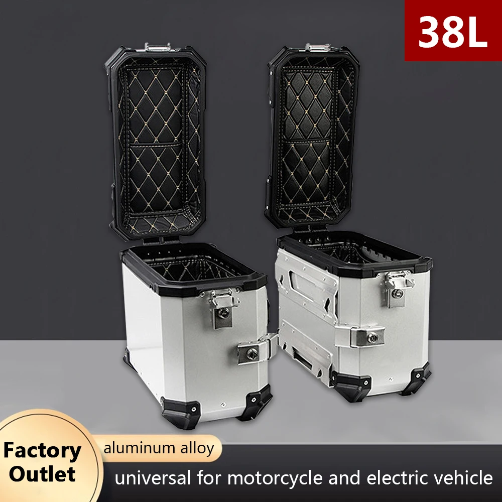 Motorcycle Side Box 38L 35L Aluminum Moto Saddlebags Motorbike Side ...
