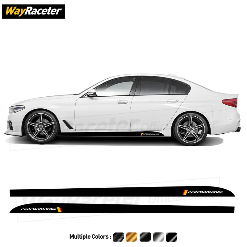 2-Pcs-M-Performance-Decal-Carbon-Fiber-Vinyl-Door-Side-Stripe-Skirt ...