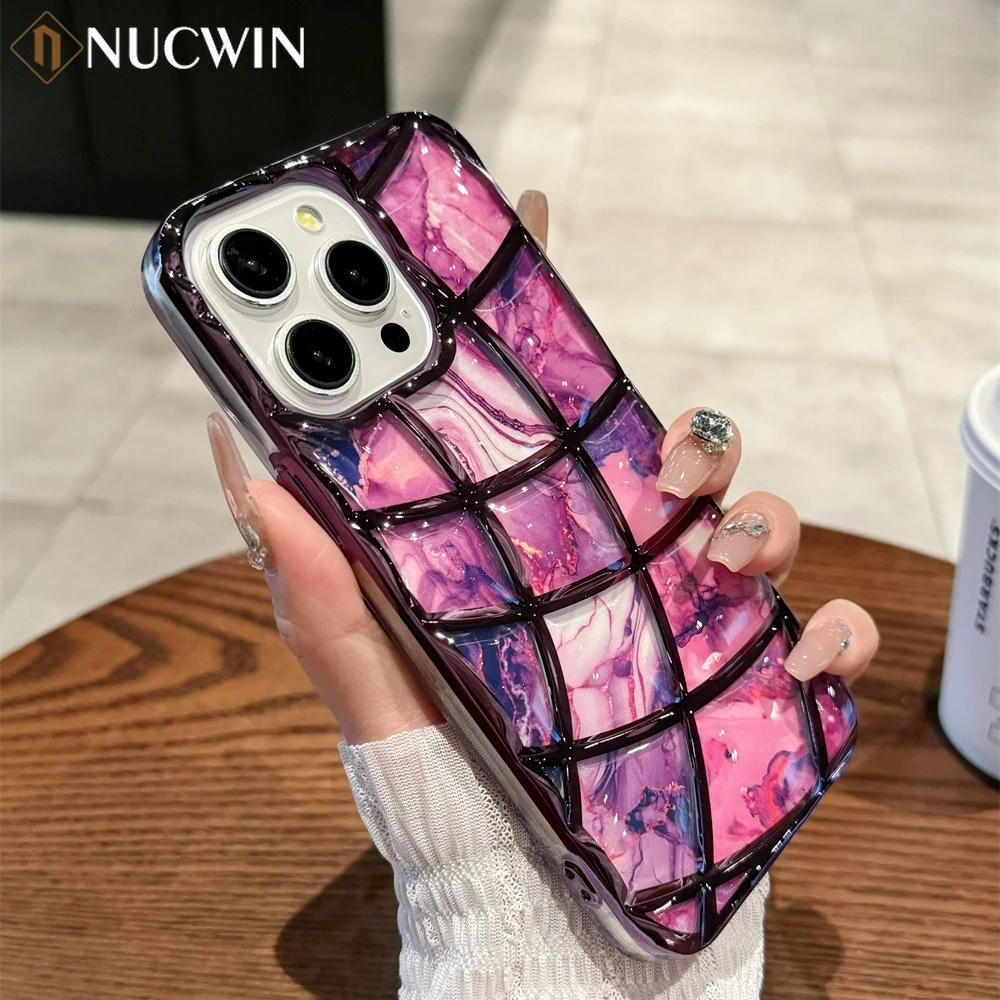Plating-Marble-Color-Contrast-Phone-Case-for-iPhone-15-14-13-12-11-Pro ...