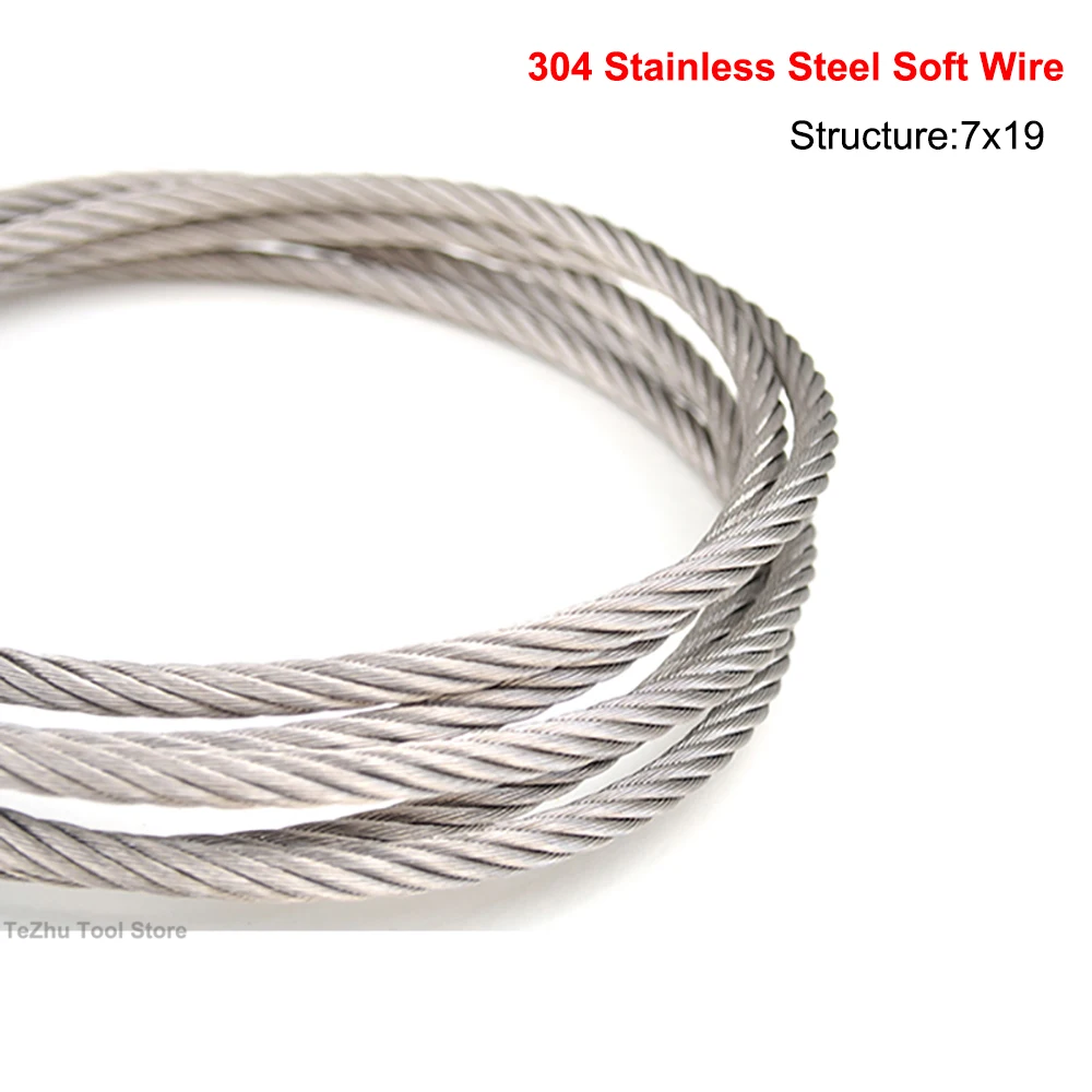 304-Stainless-Steel-Soft-Wire-Rope-Cable-Diameter-1-0mm-20mm-Crane-Wire ...