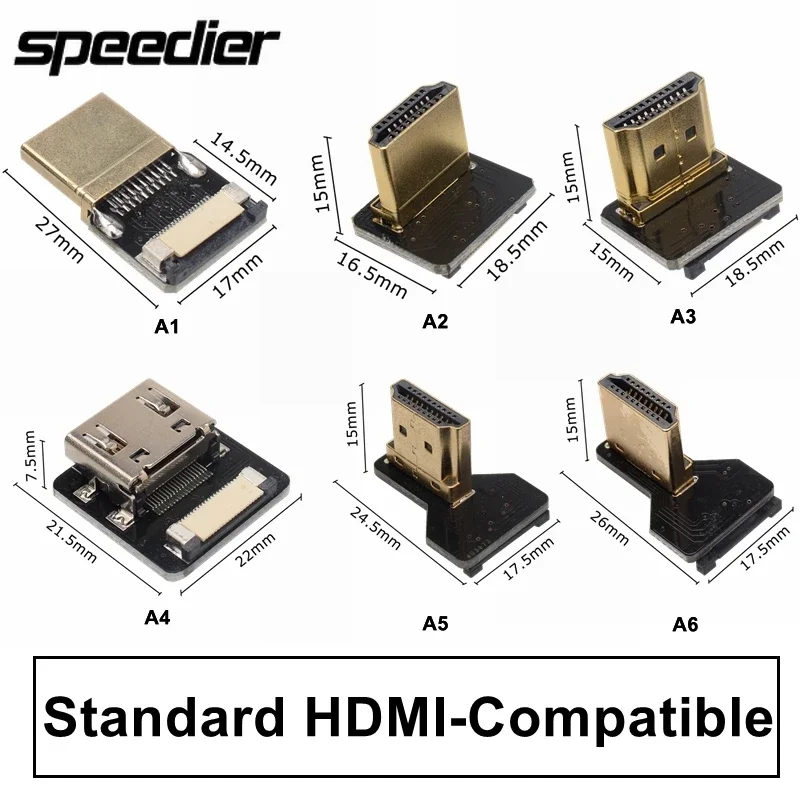 FPV HDMI-compatible Type A Male UP&Down Angle 90 Degree to HD Micro ...