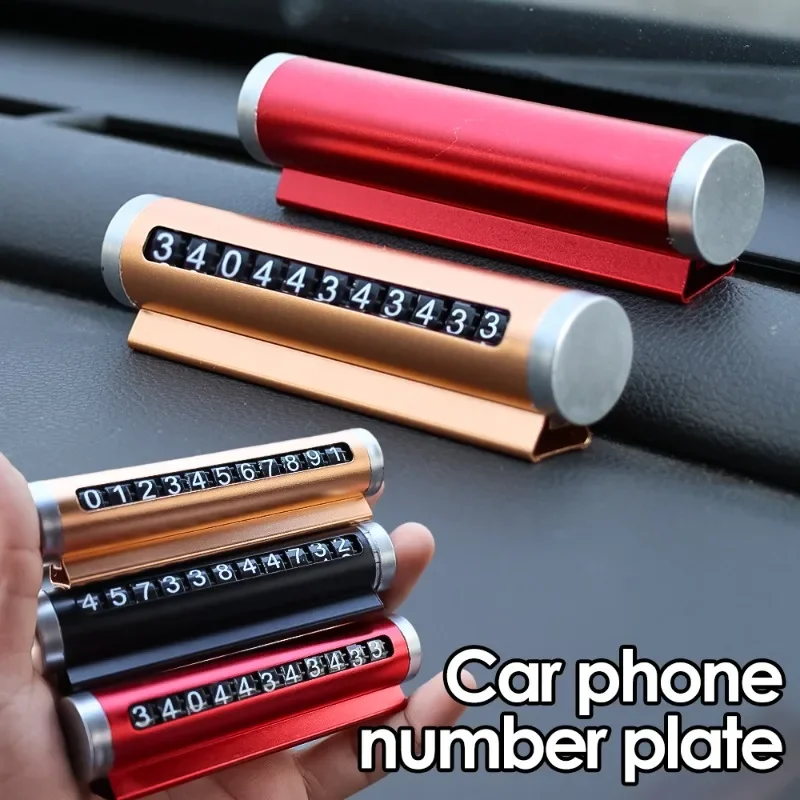 Metal Car Temporary Parking Phone Number Plate Card Rotate Phone Number ...