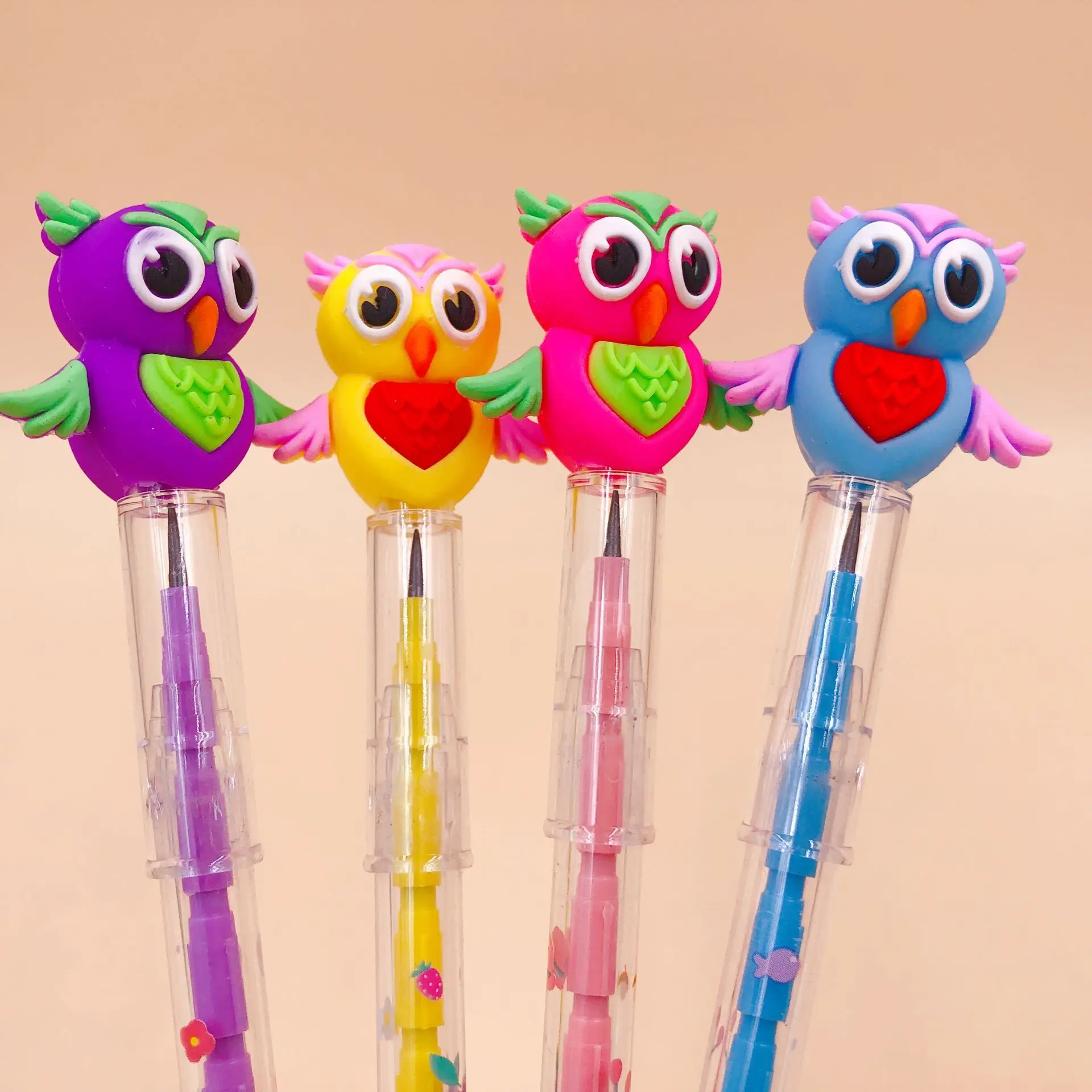 4Pcs-Cartoon-Korean-Owl-Automatic-Pencil-Cute-Non-sharpening-Mechanical ...