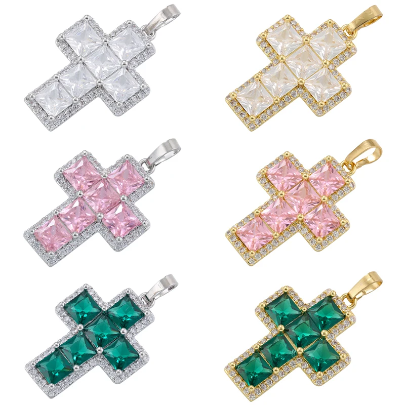 ZHUKOU Cross pendants Cubic zirconia cross charms for women handmade ...
