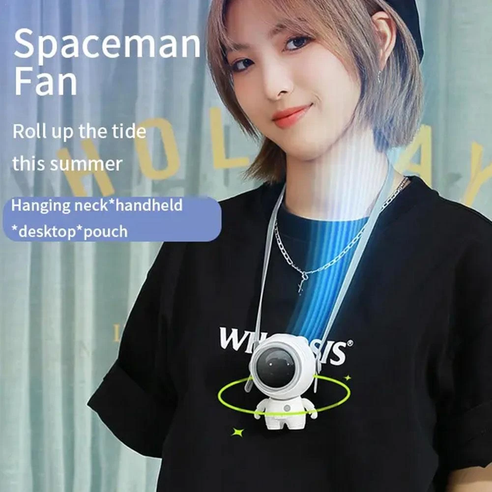Astronaut shaped small fan portable USB charging handheld with lanyard ...