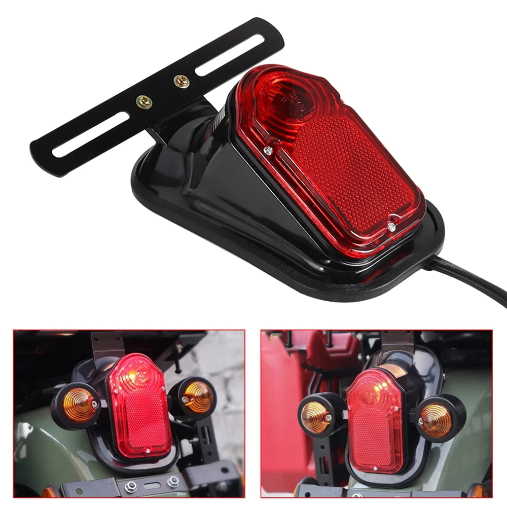 Motorcycle-Black-Chrome-Red-Tombstone-Brake-Tail-Light-Signal-for ...