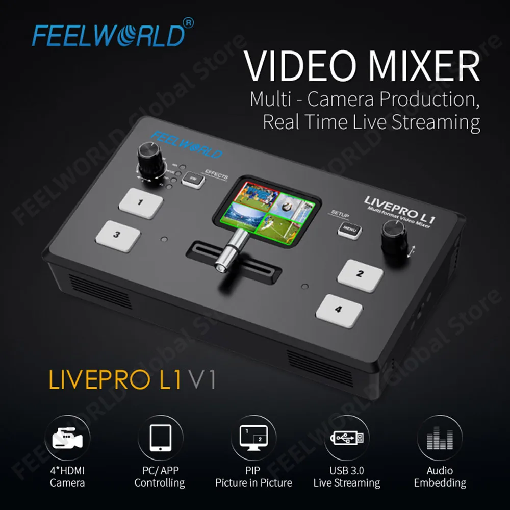 Feelworld Live Streaming Switcher Livepro L1 V1 Video Mixer Hdmi Multi ...