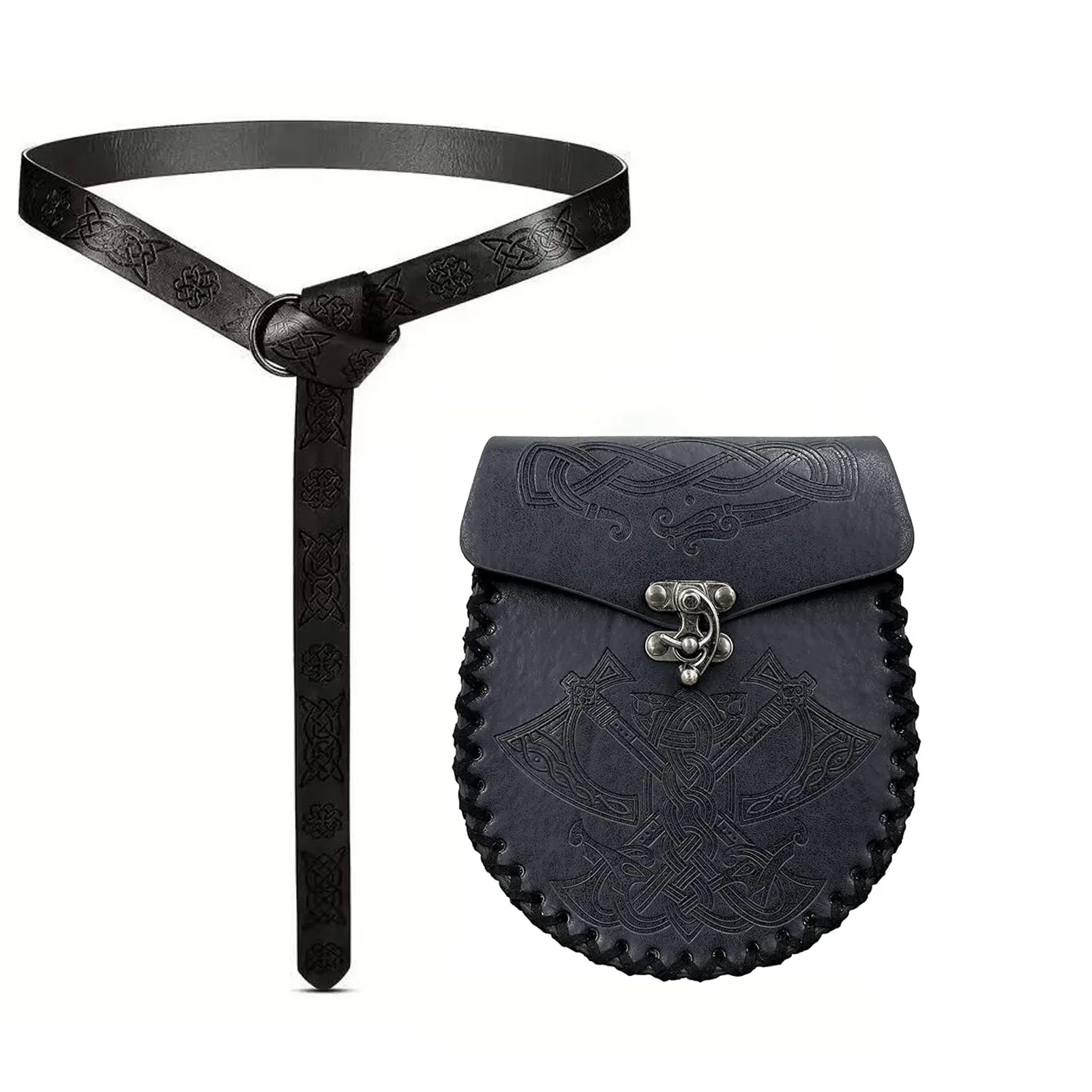 2PCS Medieval Retro Waist Satchel PU Faux Leather Pouch Belt Bag ...