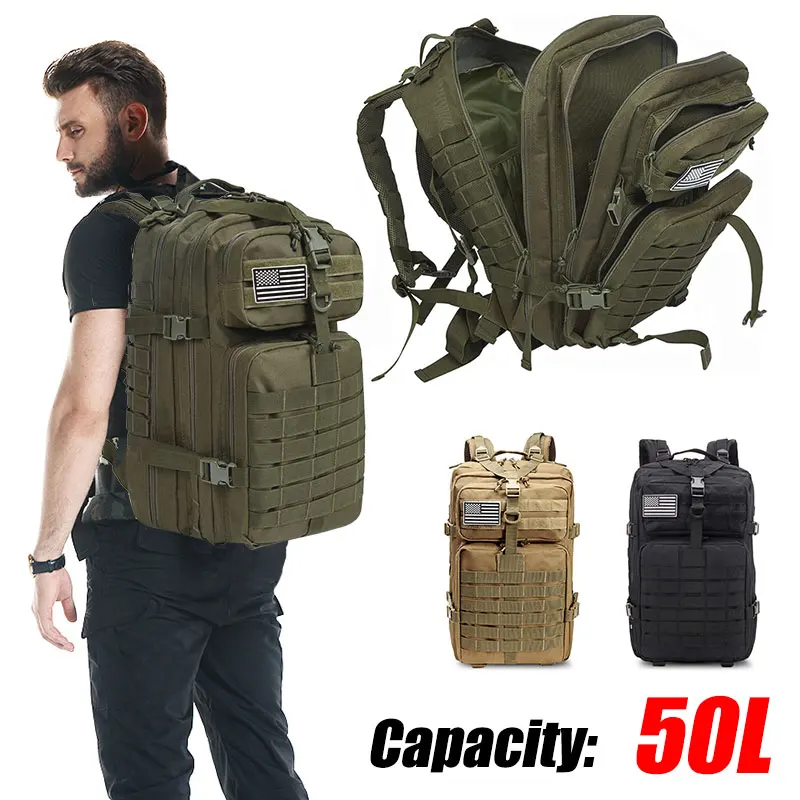 50L-Men-Military-Tactical-Backpack-Waterproof-Big-Capacity-Bag-Outdoor ...