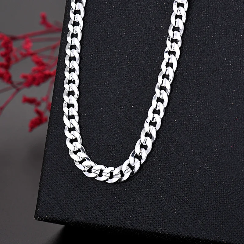 New original designer 925 sterling Silver charm 7MM Chain Necklace For ...