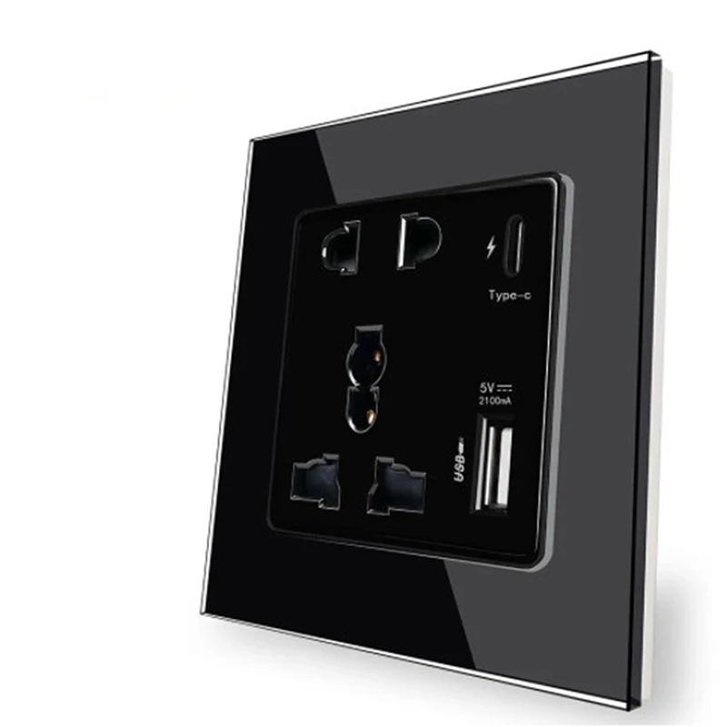 Type-C-Port-Socket-Power-2100MA-USB-Outlet-Crystal-Glass-Panel ...