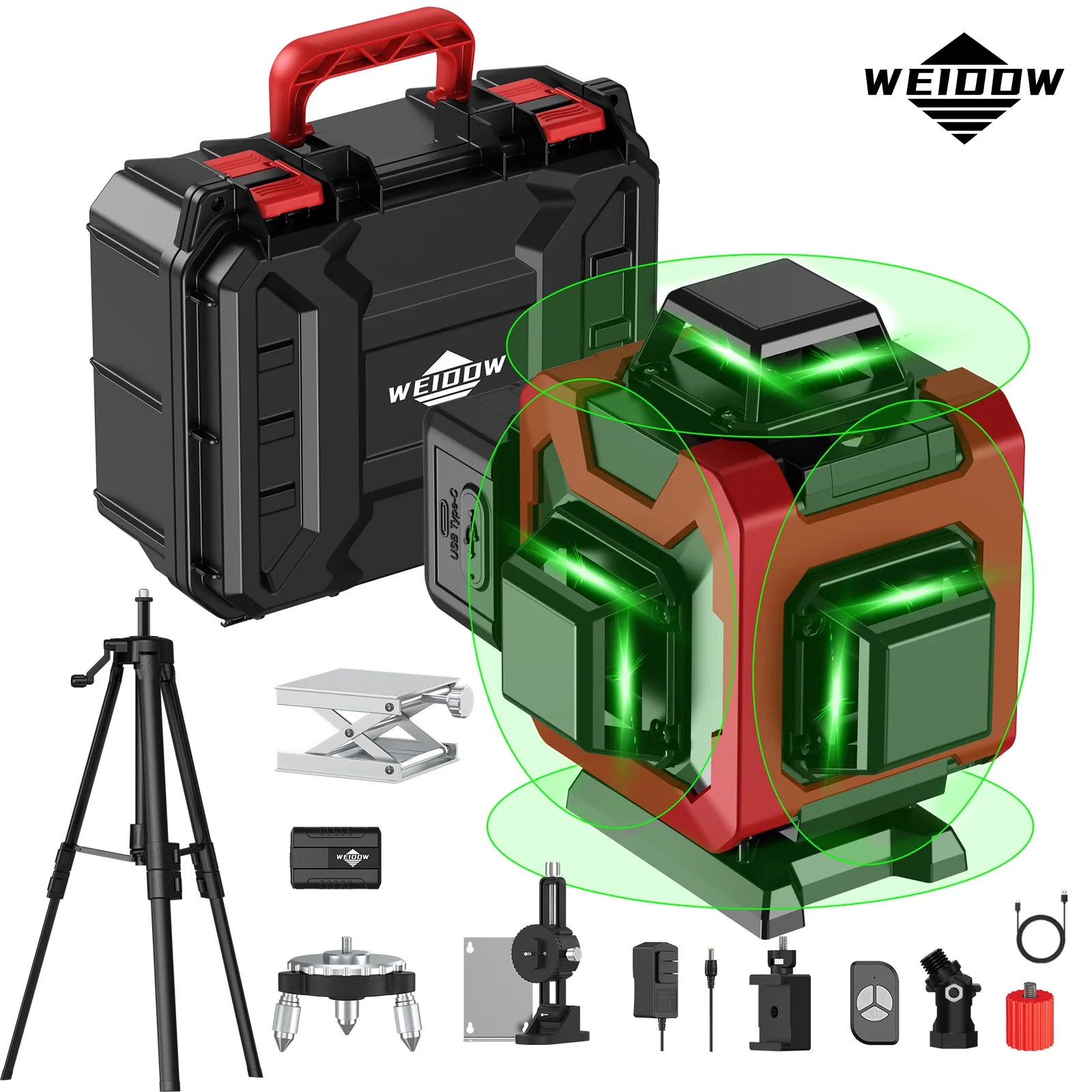 LFINE-4D-16-Lines-Laser-Level-with-Tripod-and-Suitcase-Horizontal-And ...