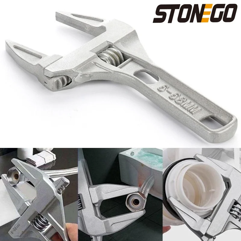 STONEGO Adjustable Aluminum Alloy Wrench - Strong Clamping, Large Open ...