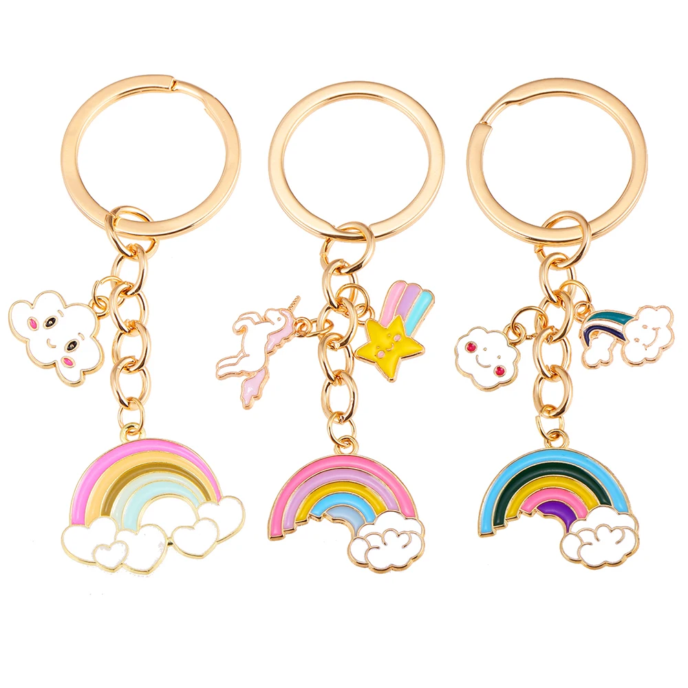 Lovely-Enamel-Rainbow-Unicorn-Keychain-DIY-Pendants-Keyrings-For-Women ...