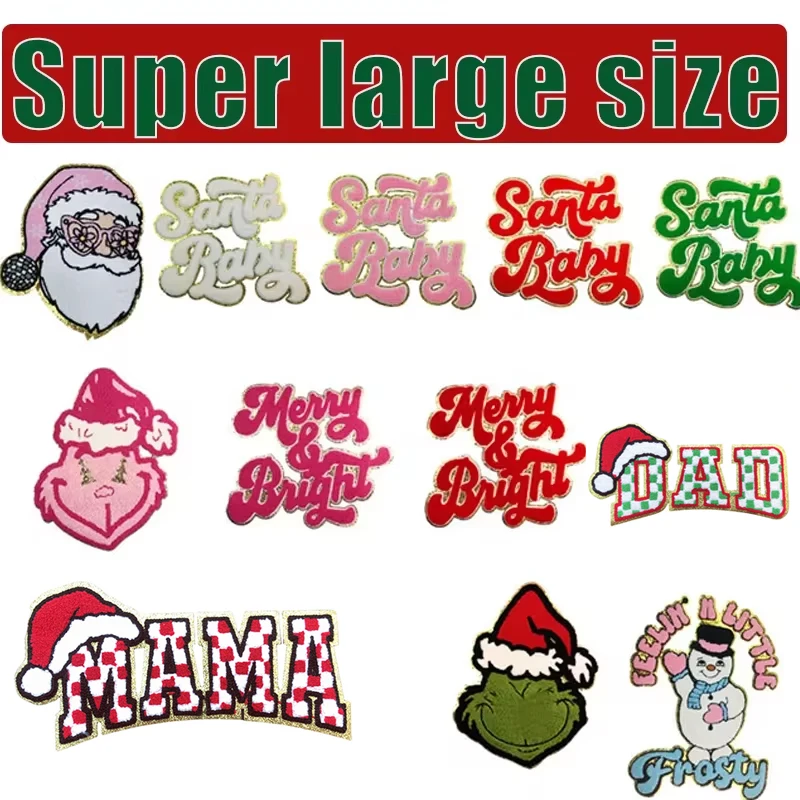 Oversized-Christmas-Ironing-Patch-Santa-Claus-Snowman-Jacket-Hoodie ...