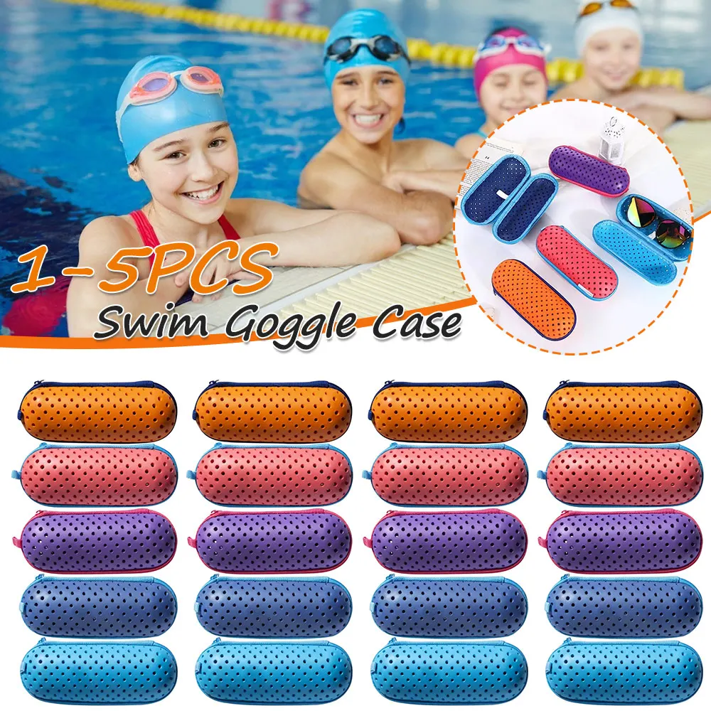 Swim Goggle Case Swimming Goggles Protection Box with Clip & Drain ...
