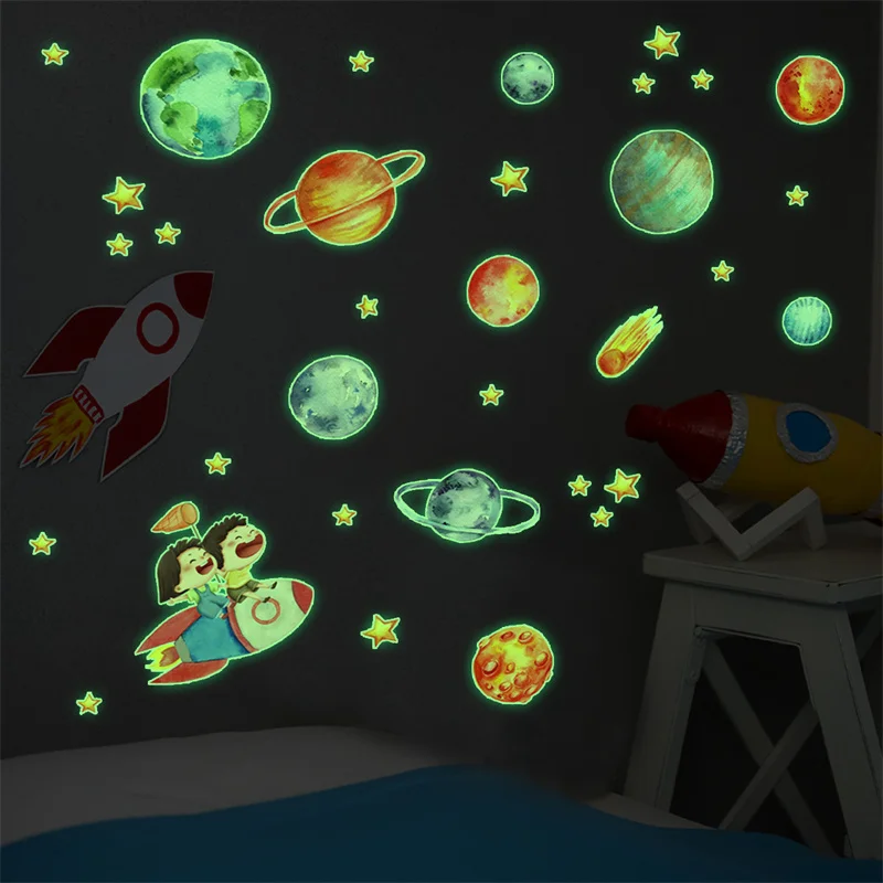 Glow Dark Walls With Solar System