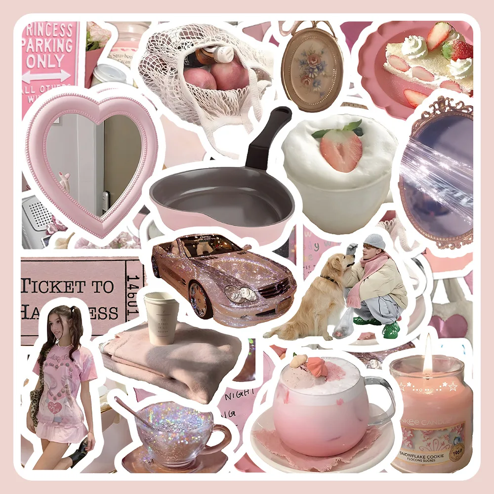 10-30-60pcs-Cute-Ins-Style-Pink-Cartoon-Stickers-Aesthetic-Graffiti ...