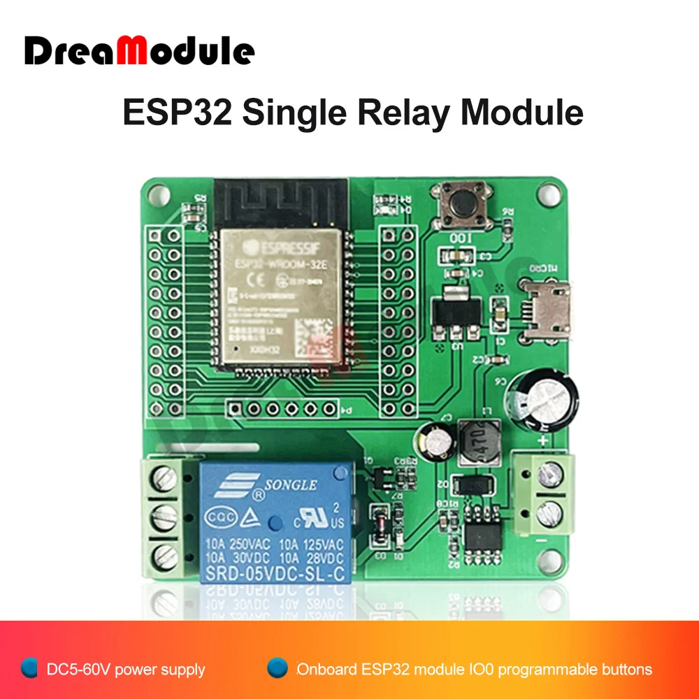 ESP32-WROOM Development Board Single Relay Module DC7-60V Suitable for ESP32 Secondary ...