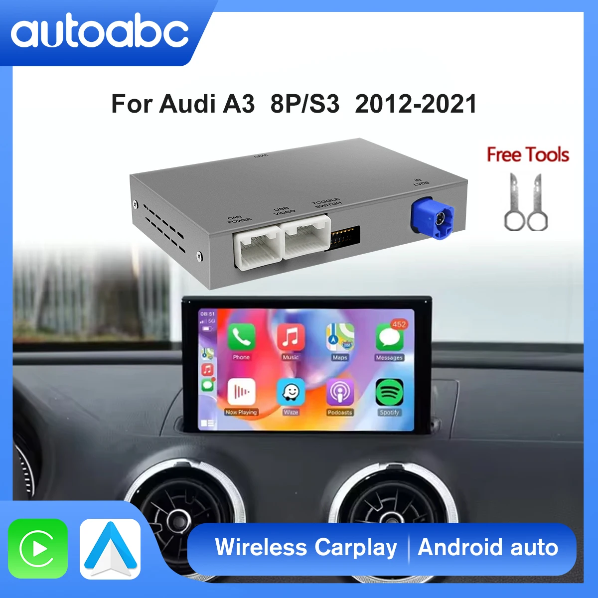 Wireless CarPlay Android Auto Module For Audi A3 8v Q2 8P S3 RS3 2012 ...