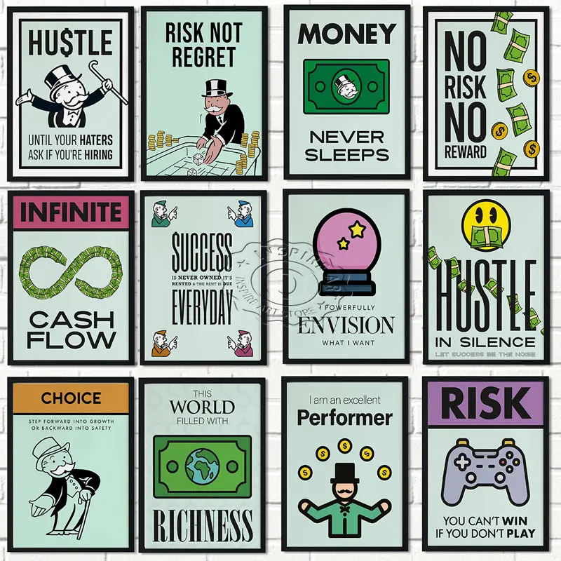 Modern-Millionaire-Monopoly-Money-Picture-Cartoon-Mural-Motivational ...