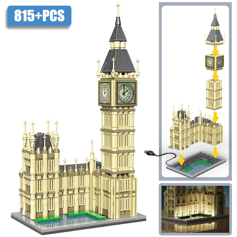 Big Ben Building Blocks | Building Blocks Led | Big Ben Bricks | Brick Moc Led | Big Ben Led ...