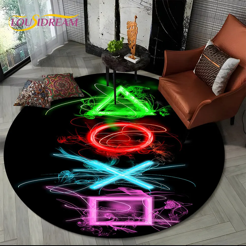 Cartoon-Gamer-Game-Controller-Round-Area-Rug-Circle-Carpet-Rug-for ...