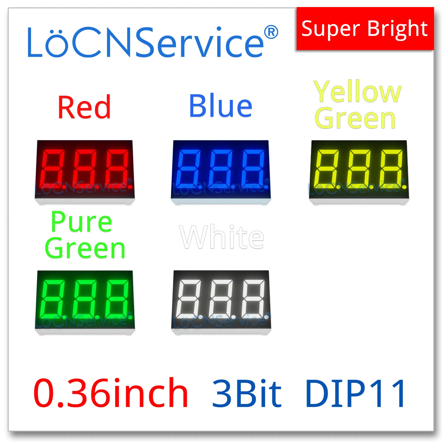 LoCNService-30PCS-0-36Inch-Digital-Tube-LED-Display-3-Bit-Red-Yellow ...