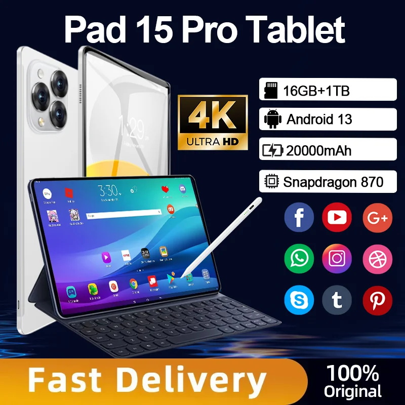 2025 NEW Pad 15 Pro Tablet PC Android 13 16GB+1TB 20000mAh Snapdragon ...