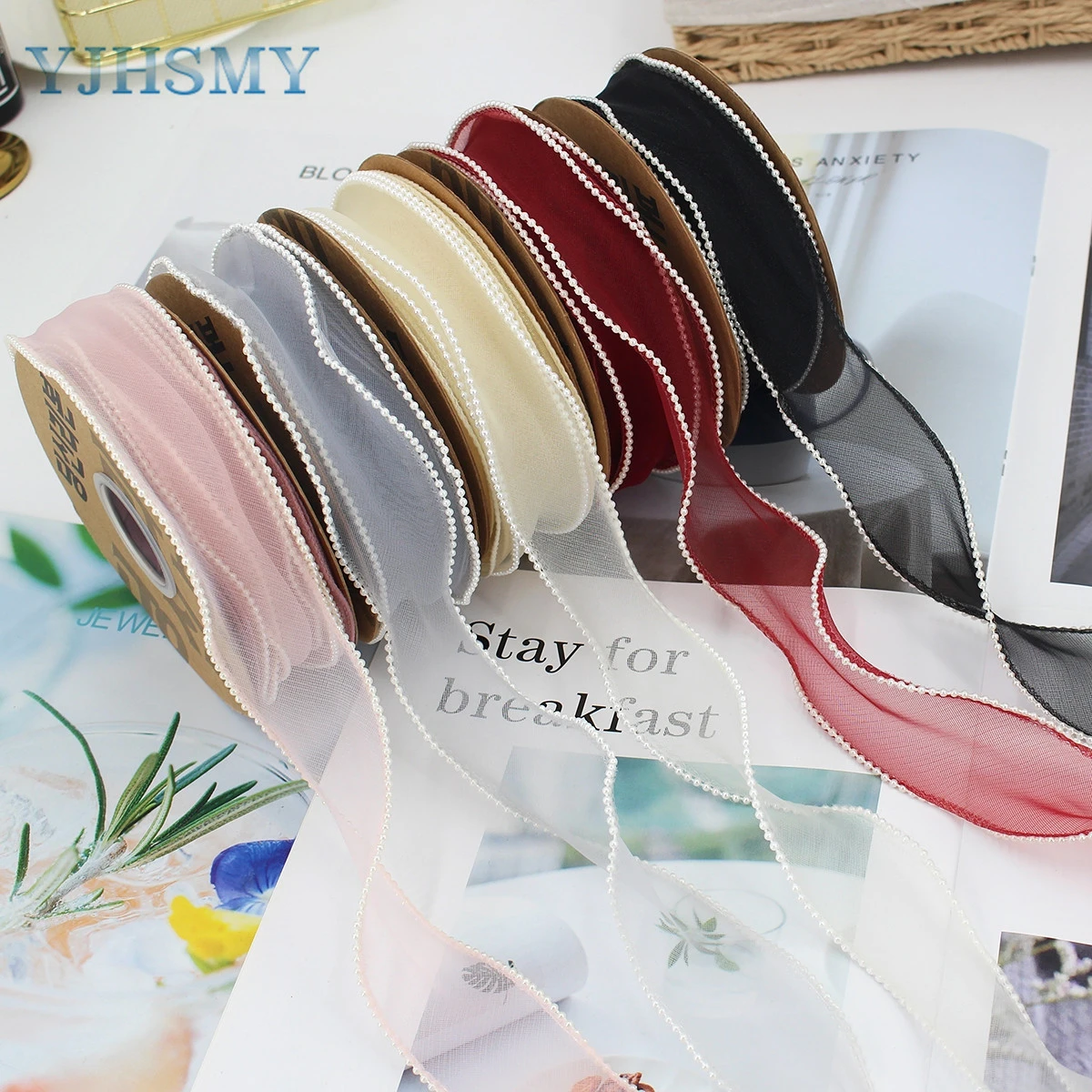 Wired Ribbons Crafts Wired Edge | Organza Ribbon Pearls Edge - Organza ...