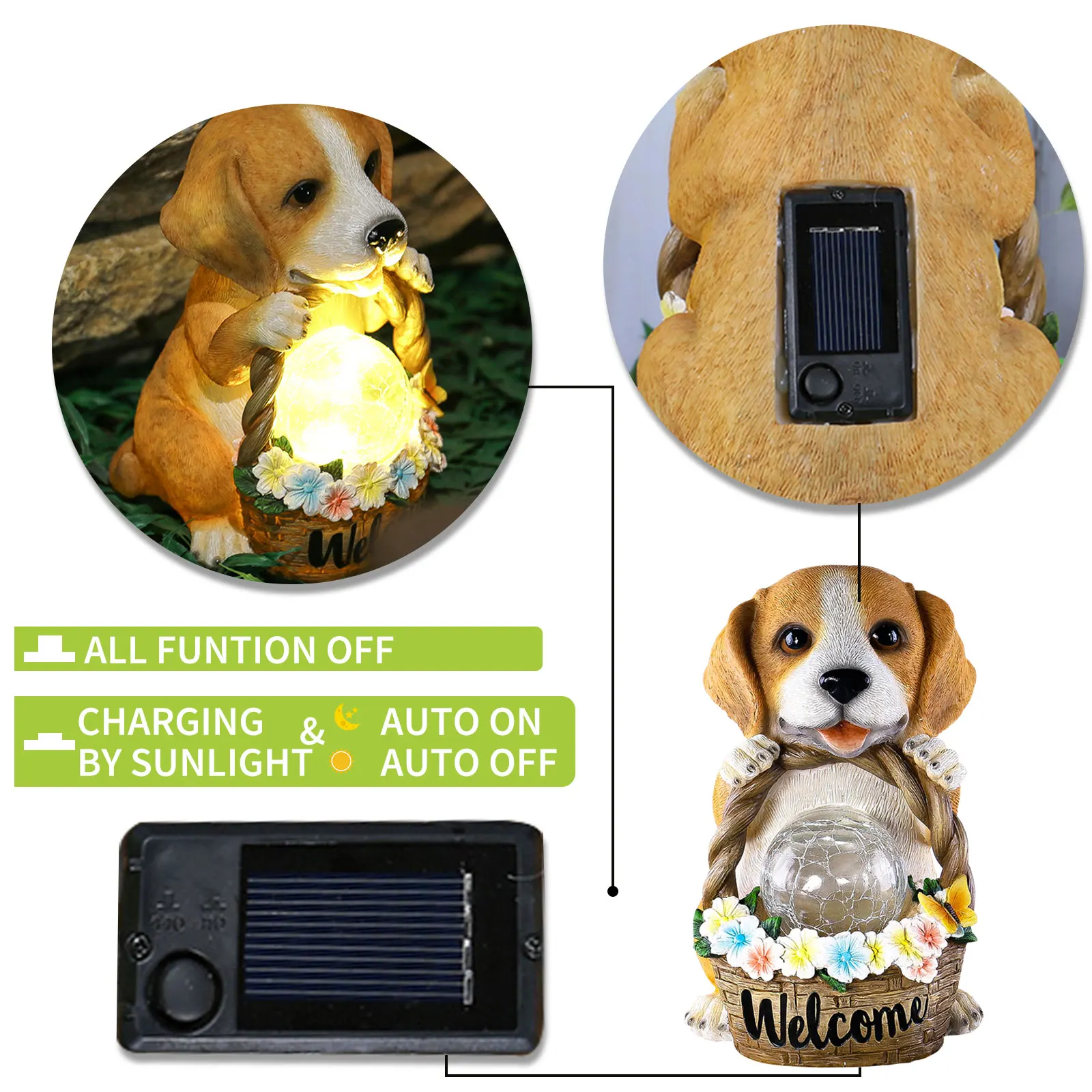 Beagle Welcome Sign Solar Lamp Ball Light - styloclubs.com