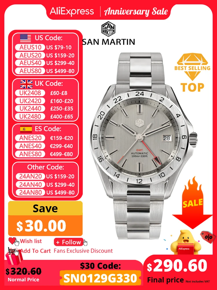 San-Martin-rel-gio-mec-nico-autom-tico-masculino-GMT-de-luxo-mostrador ...