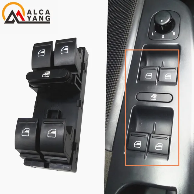 5ND959857 Power Window Master Switch Control Button For VW Jetta Tiguan ...