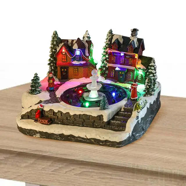 Christmas Village Table Decoration USB Recharging Glowing Resin ...