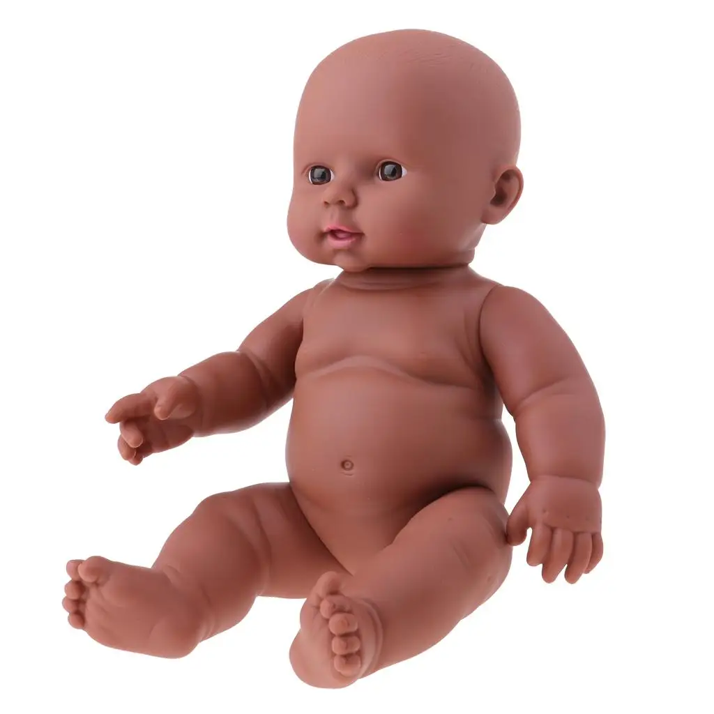 30cm Girl Doll Kids Appease Reborn Toy Toddler Bath Play Black Skin ...