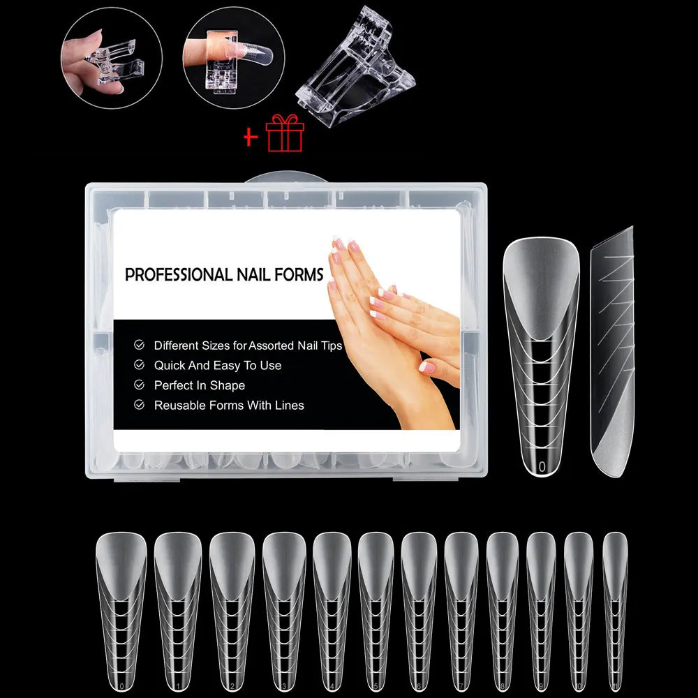 120pcs Nail Dual Forms False Nail Tips Full Cover Nail Tips Fake Finger ...