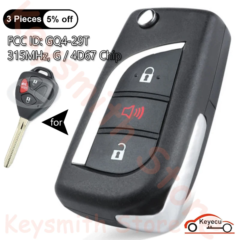 KEYECU-3-Buttons-315MHz-G-4D67-Chip-for-Toyota-Matrix-Venza-Corolla ...