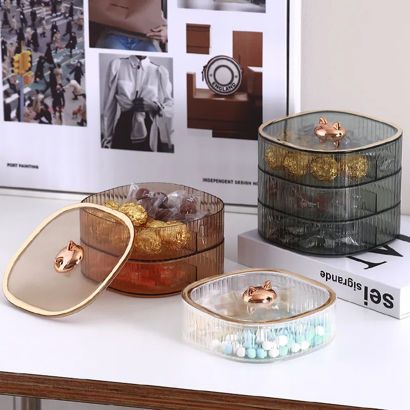 Double-layer-Fruit-Box-with-Cover-Dried-Fruit-Plate-Melon-Seed-Plate ...