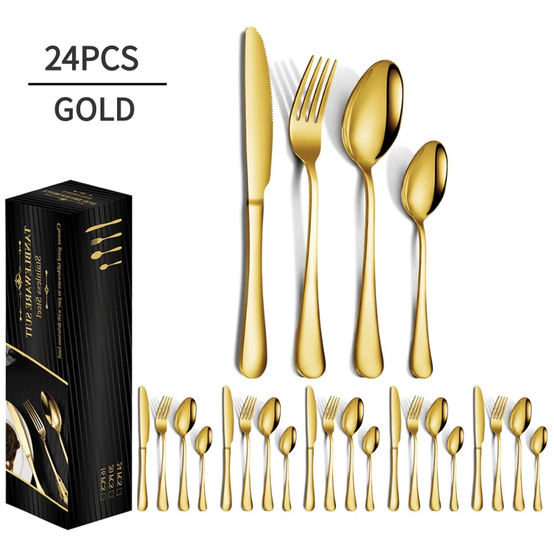 6-person-tableware-set-24-piece-set-steak-knife-fork-and-spoon ...
