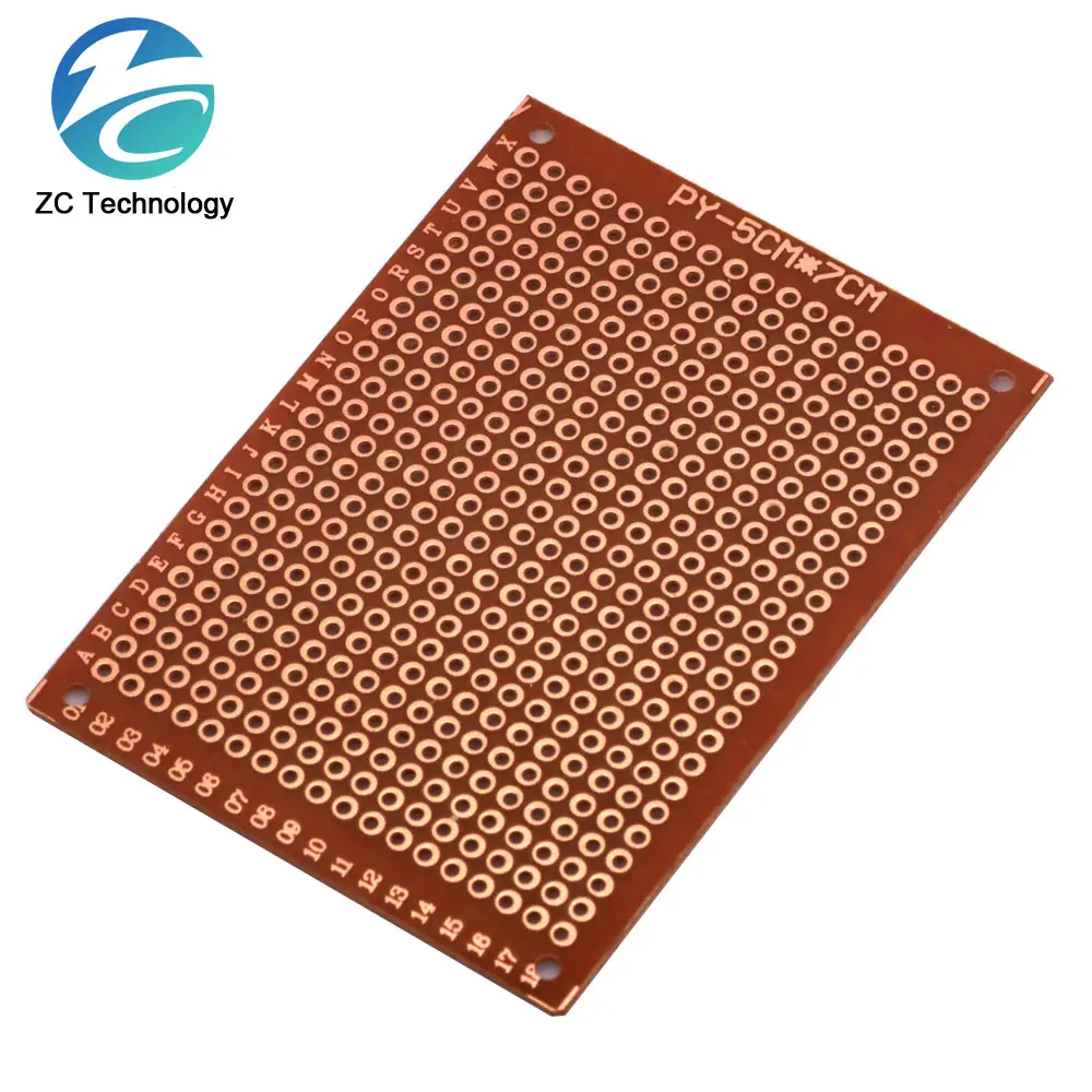 10 piezas 5*7 PCB 5x7 PCB 5cm 7cm DIY prototipo de papel PCB placa Universal amarillo ...