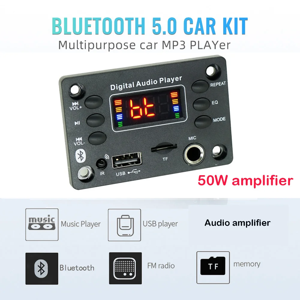 2-25W-50W-Amplifier-12V-MP3-Player-Decoder-Board-Bluetooth-5-0-Car-FM ...