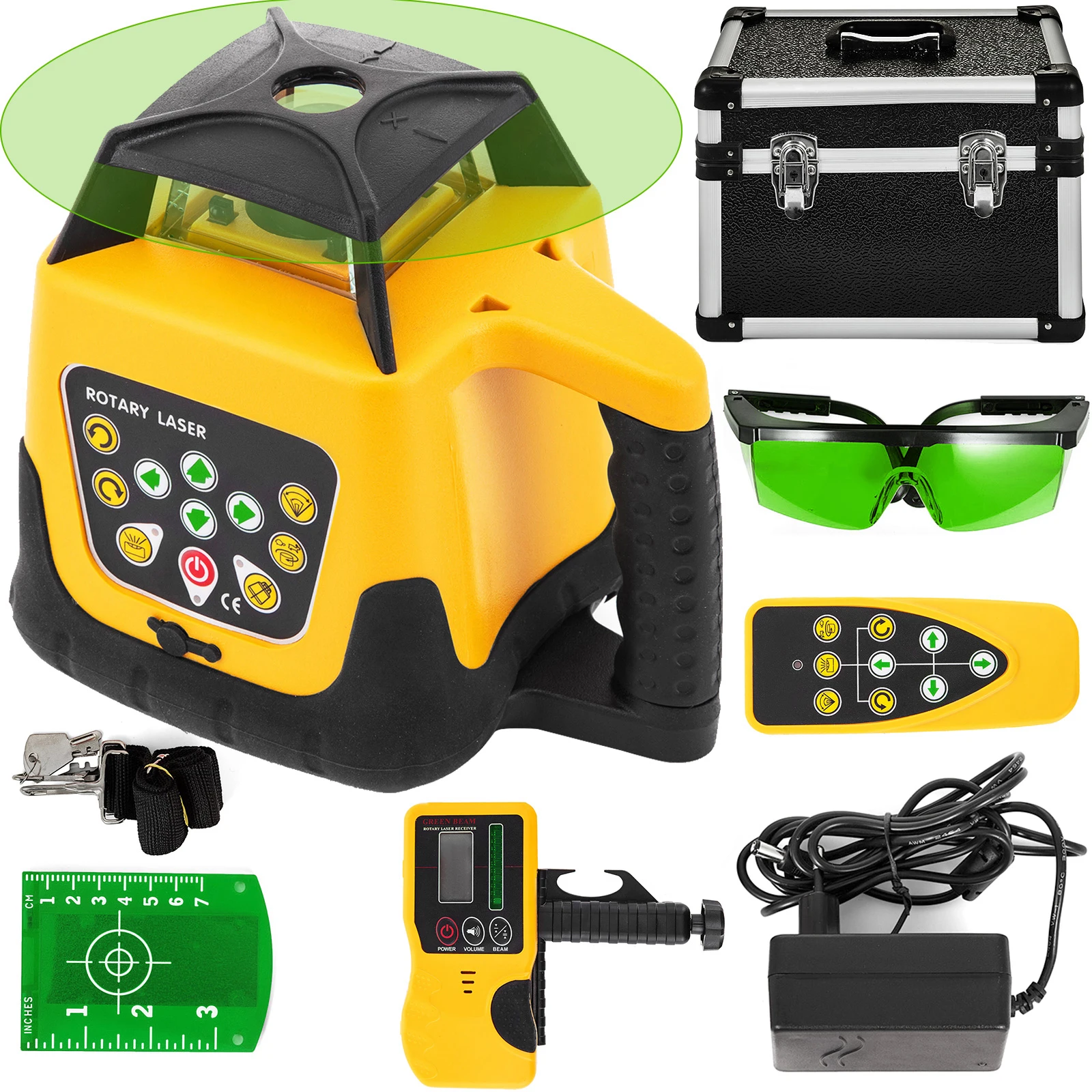 VEVOR Rotary Laser Level Green Red Beam 500m Range Slope Adjustable 360