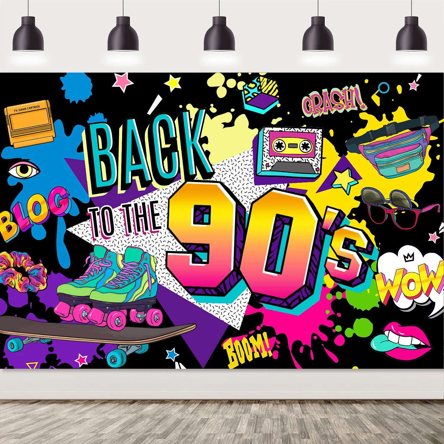 90s-Background-Decoration-Back-To-The-90s-Backdrop-Radio-Skateboard ...