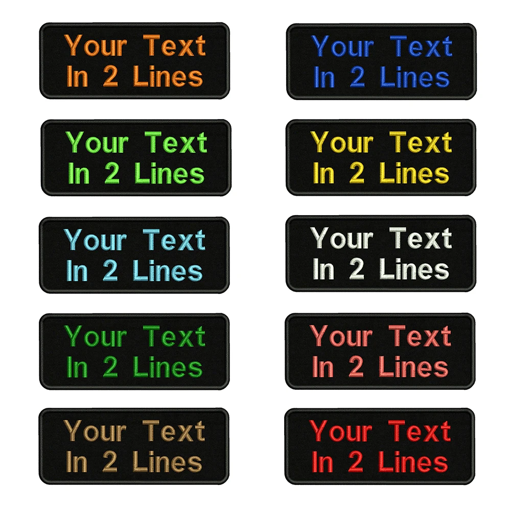 10x4cm Embroidery 2 Lines Custom Name Text Patch Stripes Badge Iron On ...