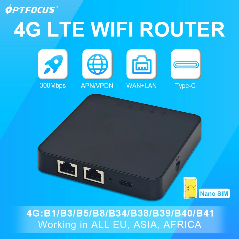 OPTFOCUS 4G WIFI LTE Box Router 300Mbps Wireless Simcard Mobile Modem ...